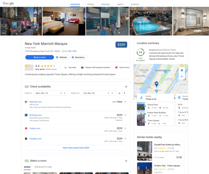 Google rolls out new design for hotel search results
